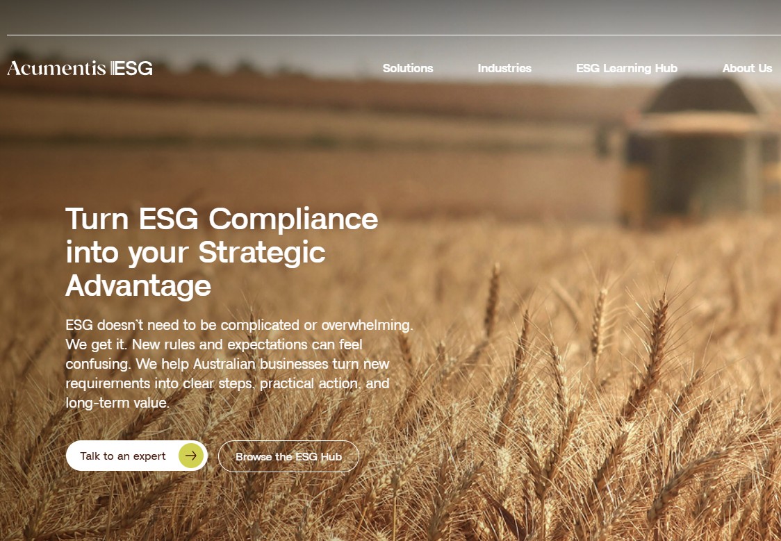 Acumentis Launches Dedicated ESG Advisory Website Showcasing National ...